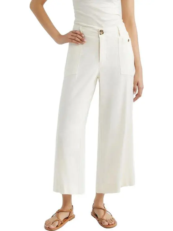CITY BLUES Patch Pocket Crop Wide Leg Pants - Parchment