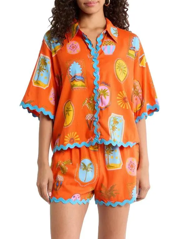 SUGARLIPS Maury Postcard Marnie Button-up Shirt - Red Multi