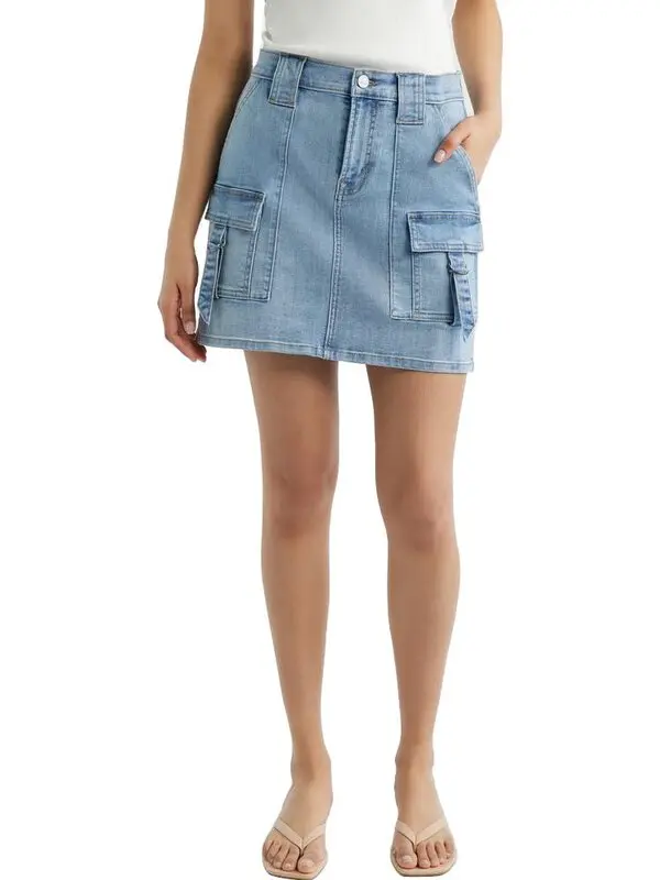 CITY BLUES Cargo Denim Miniskirt - Medium Indigo