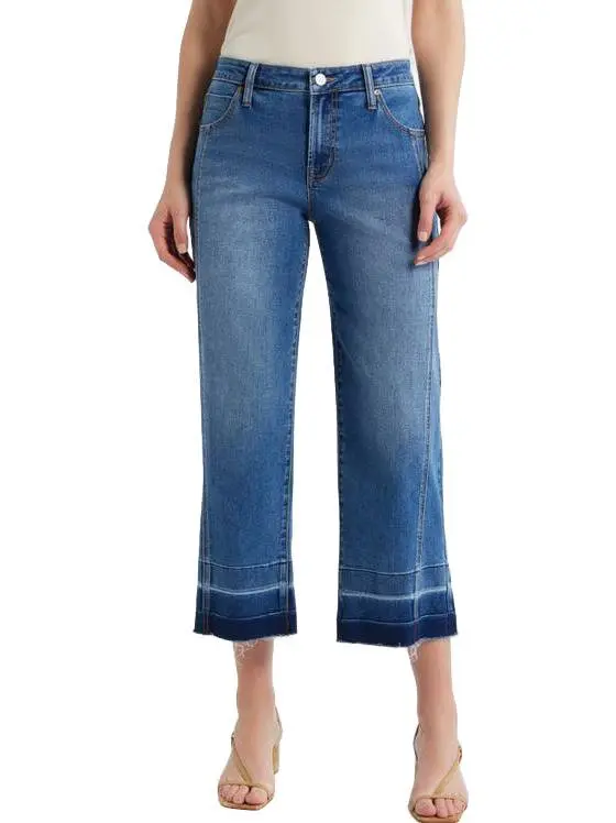 CITY BLUES Release Hem Straight Leg Jeans - Medium Indigo