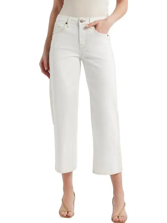 CITY BLUES Embroidered Straight Leg Crop Jeans - Ivory