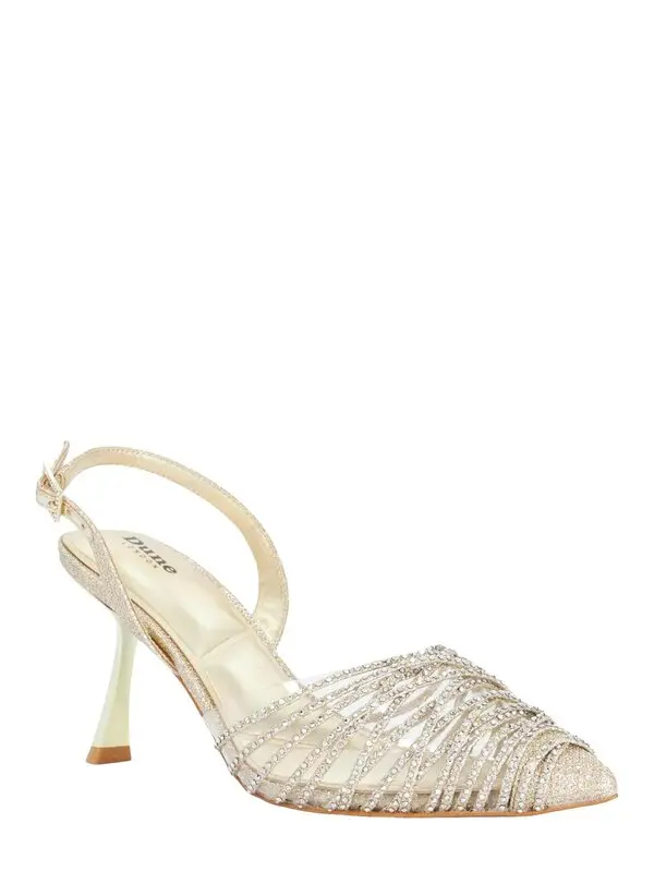 Dune London Crossings Slingback Pumps With Embellished Straps - Gold