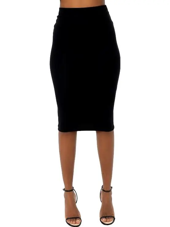 DAI MODA Kelli Stretch Modal Pencil Skirt - Black