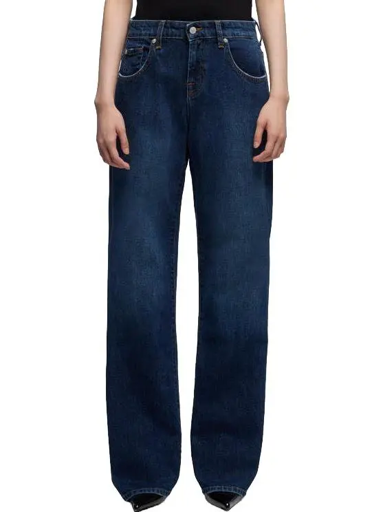 7 For All Mankind Low Rise Relaxed Straight Leg Jeans - Indiglow