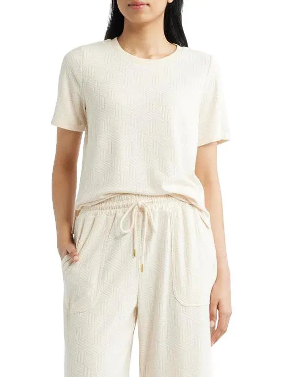 CITY BLUES Geometric Jacquard Crewneck T-shirt - Parchment