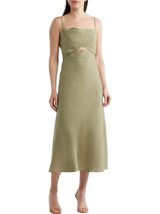 Black Halo Jada Cutout Detail Linen Dress - Cypress
