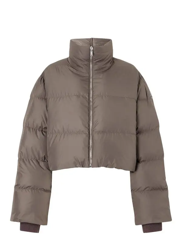 Rick Owens Moncler Cropped Appliquéd Quilted Shell Down Jacket - Brown