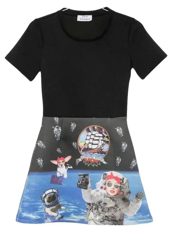 The Artistylist Graphic Print Short Sleeve Dress - Blue