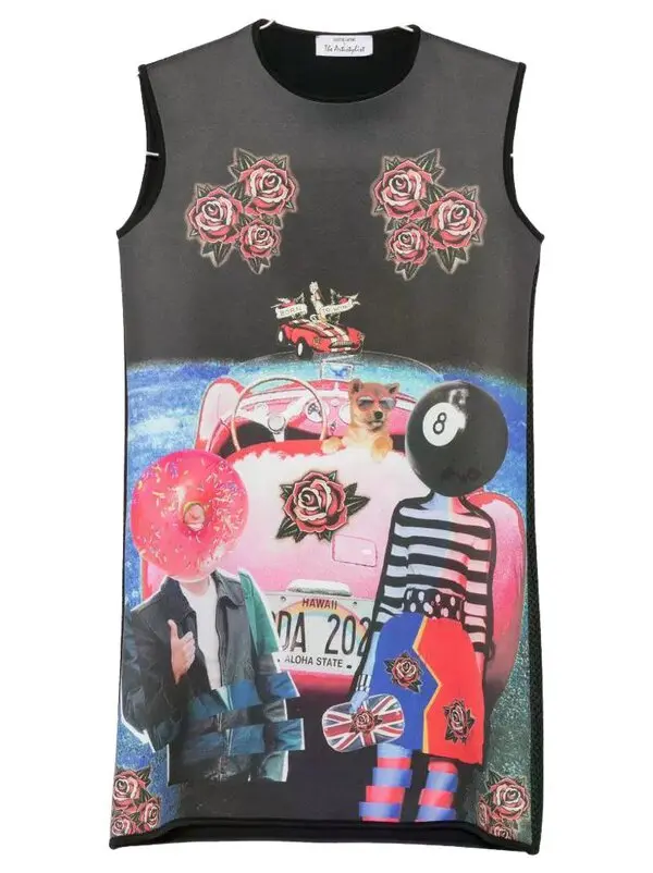 The Artistylist Graphic-print Sleeveless Crewneck Dress - Black