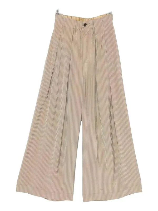 UMA WANG Poetic Pleated Trousers With Vertical Stripes - Neutrals