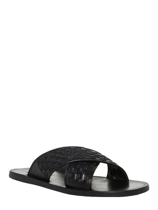 Steve Madden Lorenze Woven Leather Slide Sandal - Black