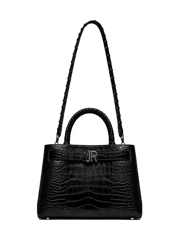 John Richmond Croc-effect Braided-handle Tote Bag - Black