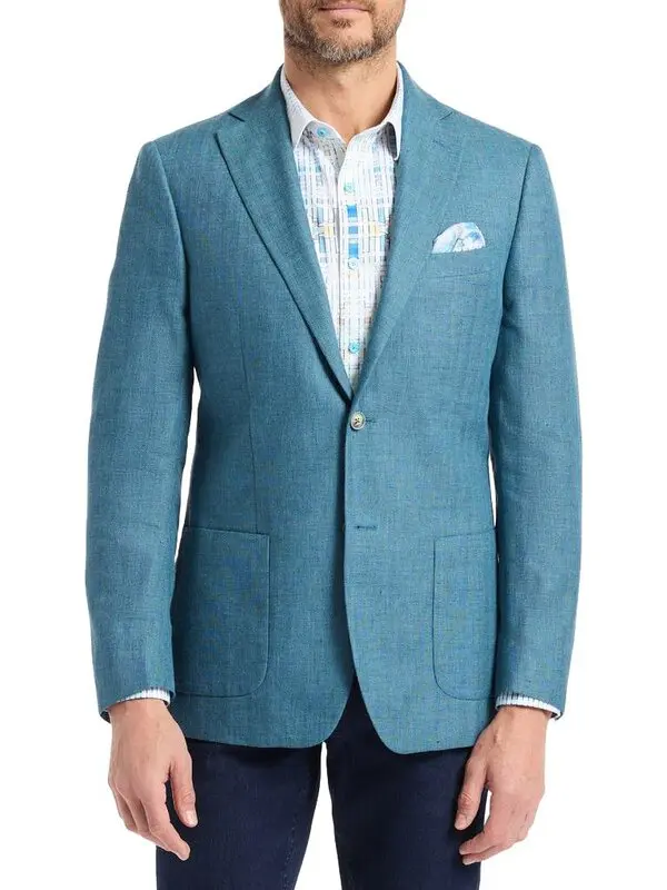 Robert Graham Tailored Fit Linen & Wool Sport Coat - Light Blue