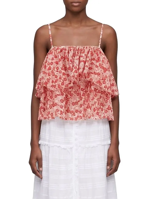 Isabel Marant Étoile Floral Cotton Cropped Top - Red