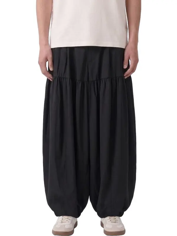 Comme Des Garçons Wide-leg Jersey Trousers With Elasticated Cuffs - Black