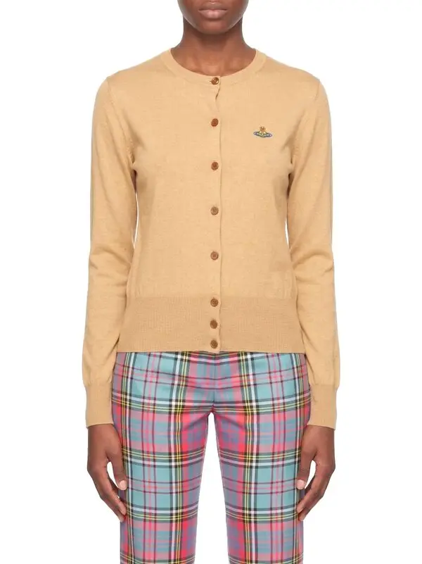 VIVIENNE WESTWOOD Orb Embroidered Cardigan - Beige