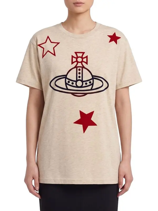 VIVIENNE WESTWOOD Orb And Star Print T-shirt - Beige