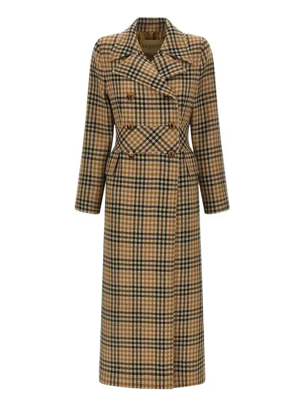 Valentino Garavani Plaid Double-breasted Jacket - Brown