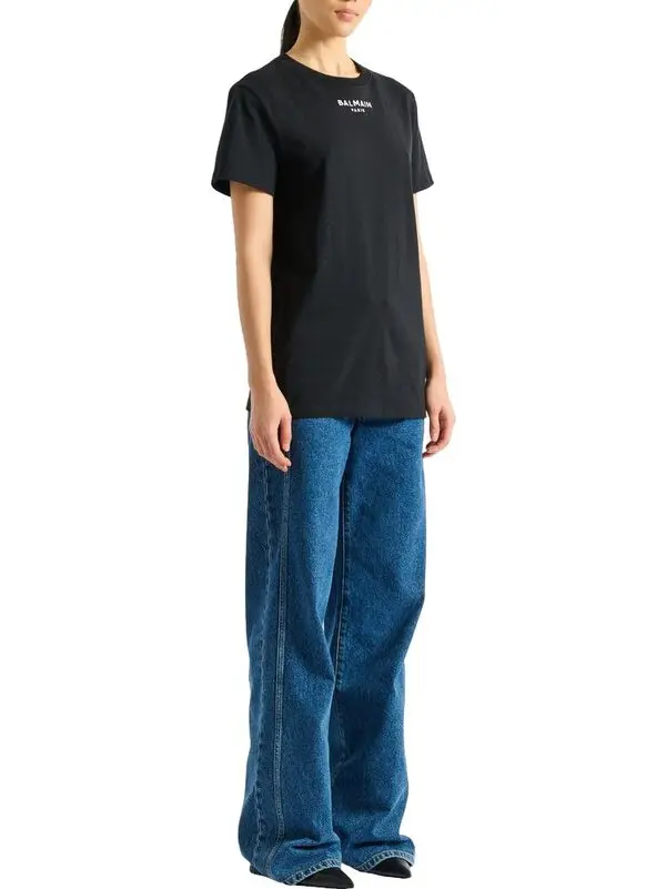 Balmain Embroidered Paris Logo T-shirt - Black