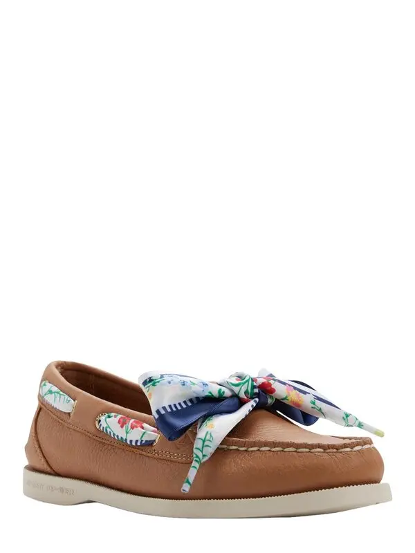 Sperry Authentic Original Boat Shoe With Floral Print Laces - Tan