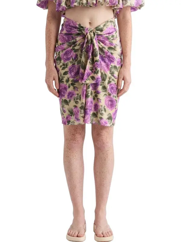 Chloé Floral Print Draped Wrap Skirt - Yellow