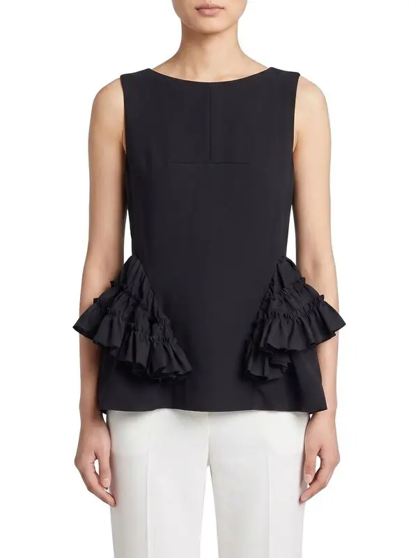 Dries Van Noten Sleeveless Ruffled Top - Black