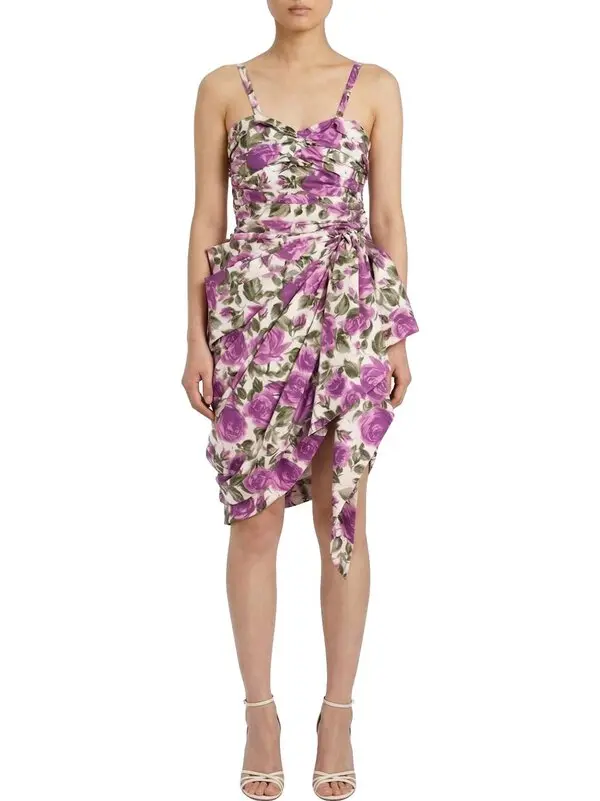 Chloé Floral Print Draped Mini Dress - Violet
