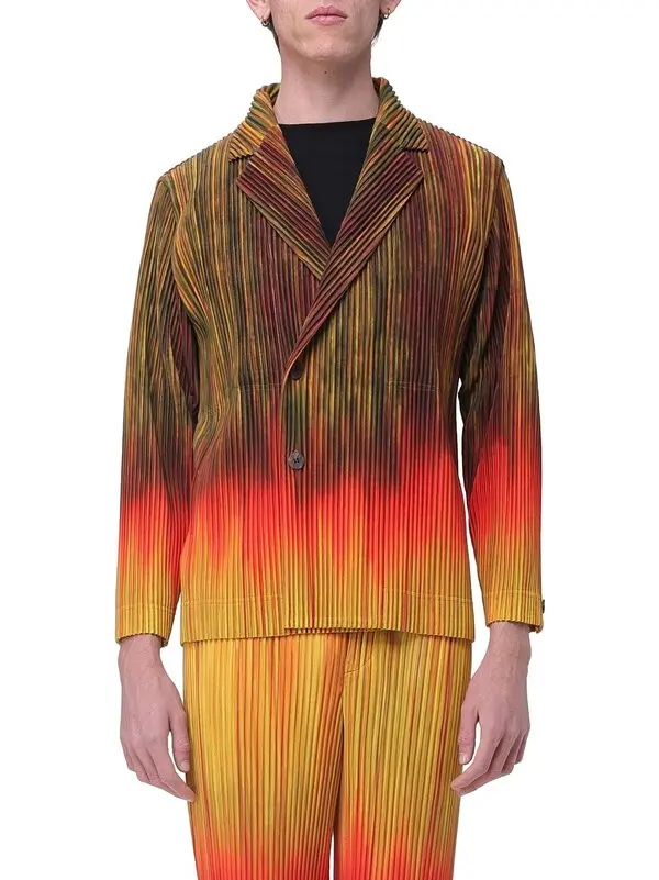 Issey Miyake Pleated Blazer With Graduated Ombre Print - Red