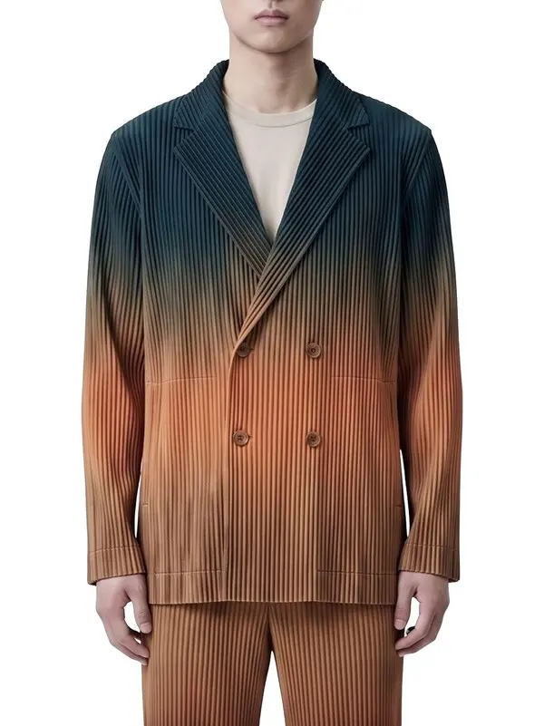 Issey Miyake Pleated Blazer With Graduated Ombre Print - Ruby