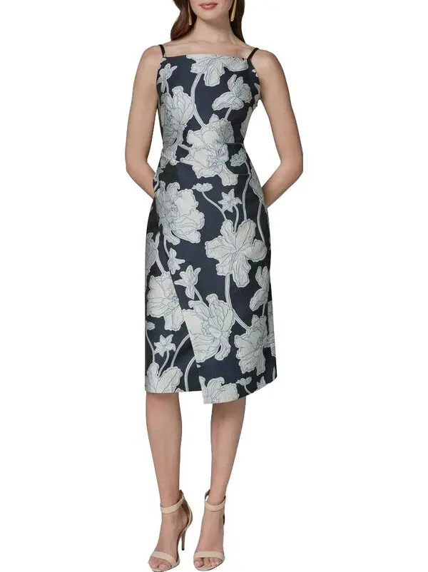 Donna Karan New York Floral Embroidered Sheath Cocktail Dress - Nightfll/s