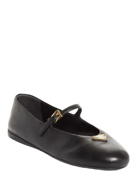 Prada Logo Mary Jane Flat - Nero