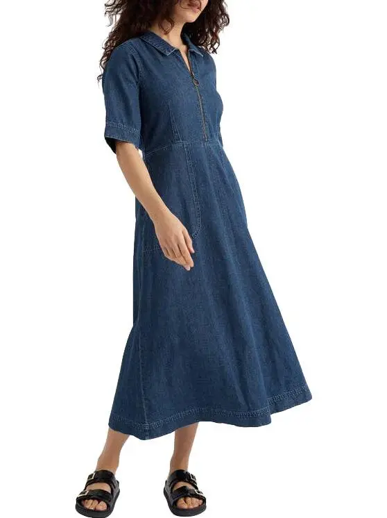 SEASALT CORNWALL Cotton & Linen Dress - Mid Wash