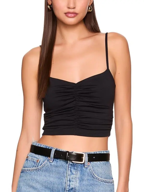 Susana Monaco Ruched Cropped Camisole - Black