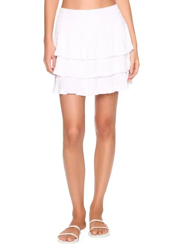 Susana Monaco Pointelle Tiered Sweater Miniskirt - Sugar