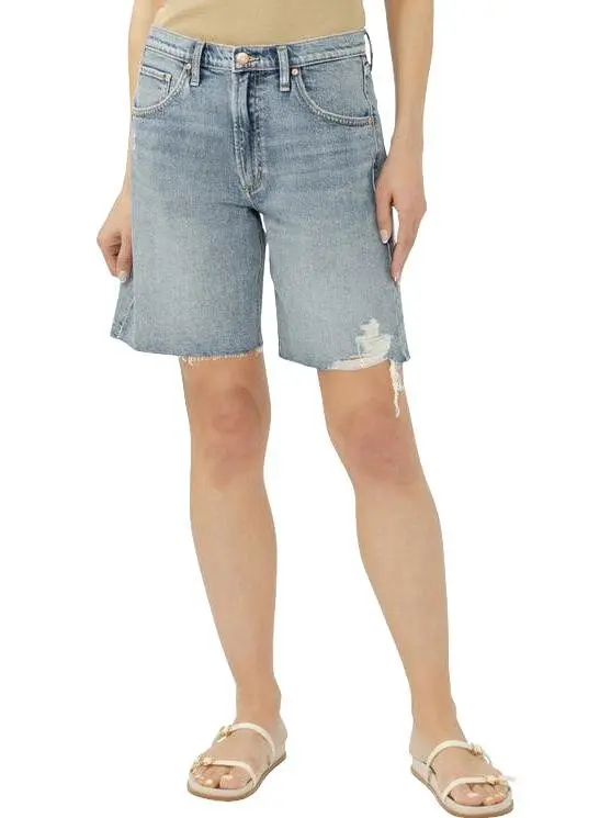 SILVER JEANS CO. Relaxed Raw Edge Denim Bermuda Shorts - Solana