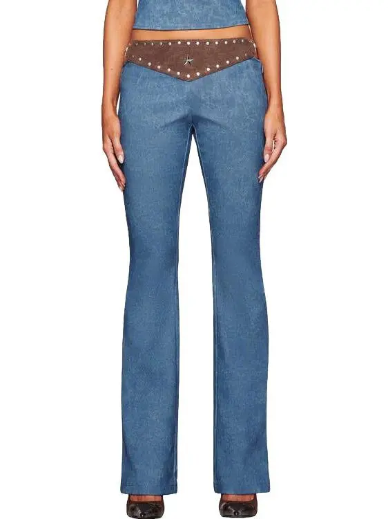 I.AM.GIA Kessa Faux Leather Bootcut Pants - Blue And Brown