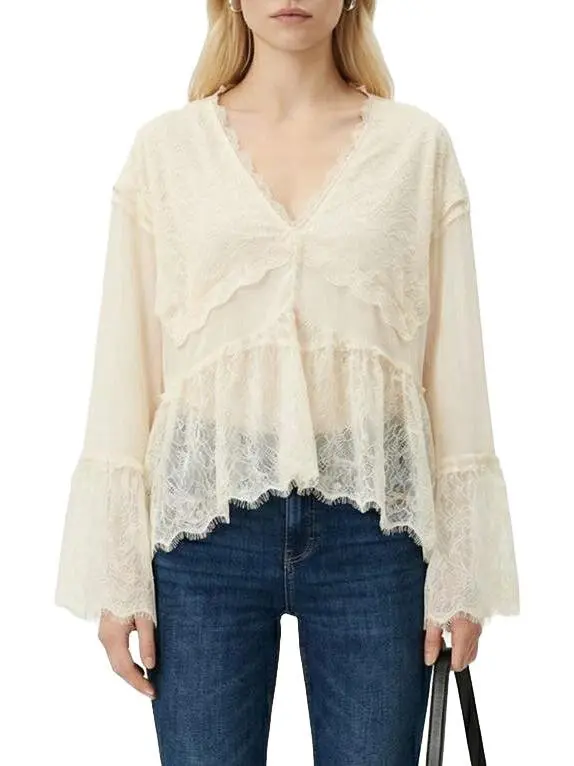Vero Moda Emilie V-neck Lace Top - Birch