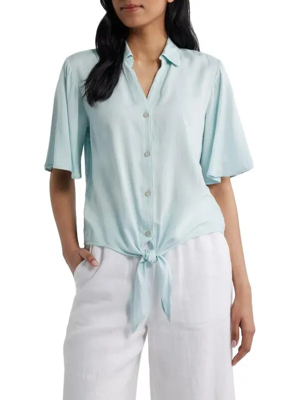 BEACHLUNCHLOUNGE Roxanna Tie Hem Shirt - Sea Salt