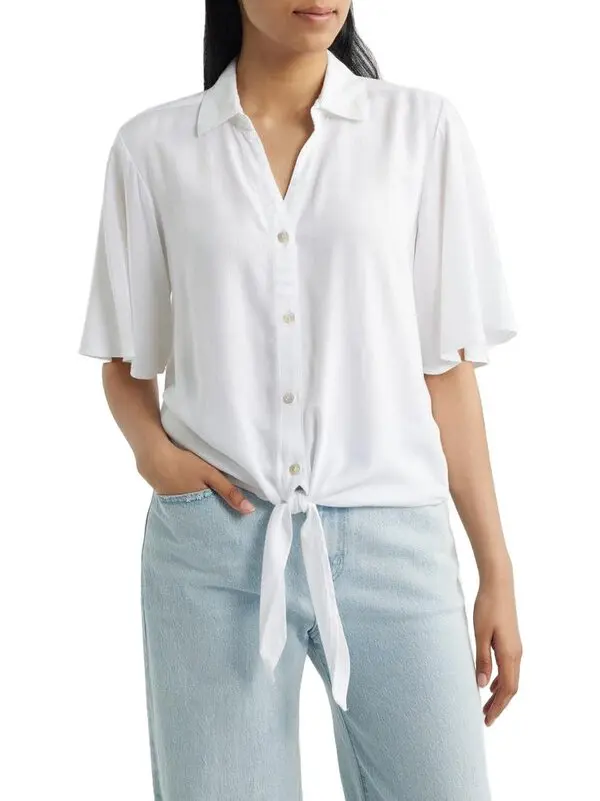 BEACHLUNCHLOUNGE Roxanna Tie Hem Shirt - White