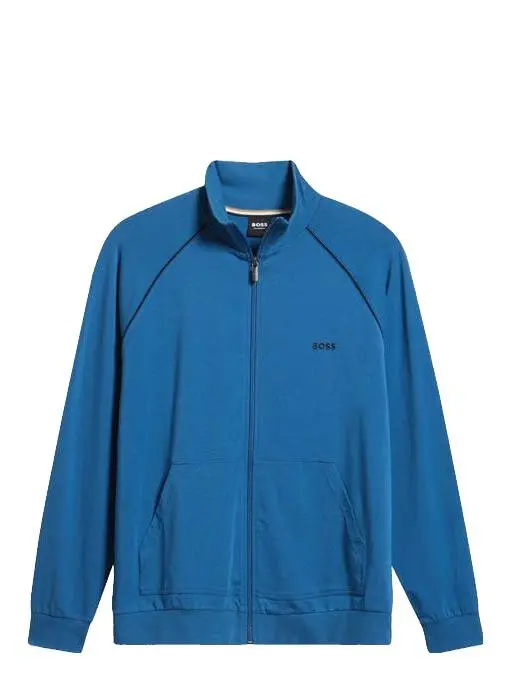 BOSS Mix Match Stretch Cotton Zip Jacket - Open Blue