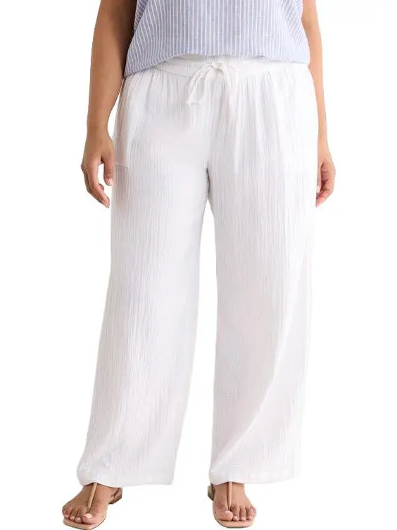 Caslon Wide Leg Cotton Gauze Pants - White