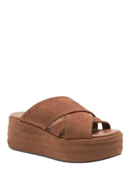 Free People Wanderbay Platform Wedge Slide Sandal - Latte