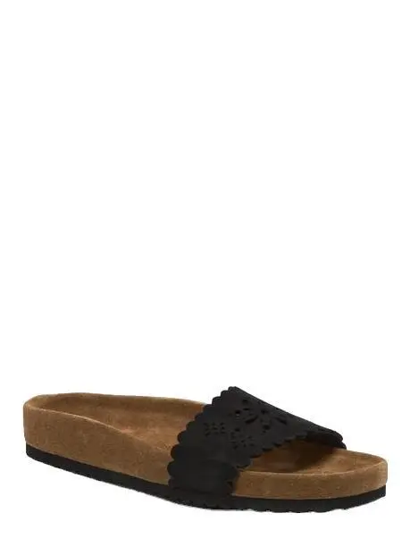Free People Shore Slide Sandal - Black Suede