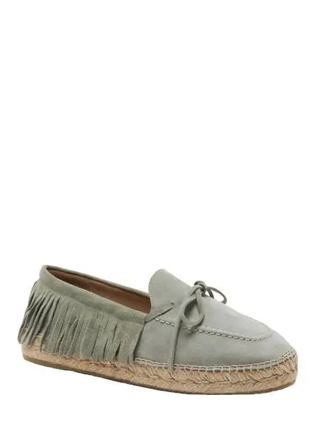 Free People Suede Fringe Espadrille Flats - Mint Suede