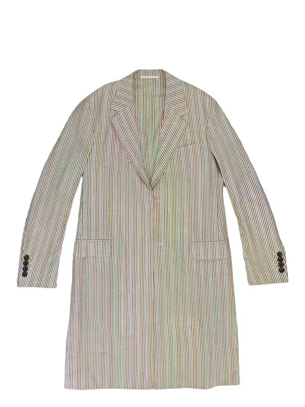 LANVIN Striped Longline Coat - Neutrals