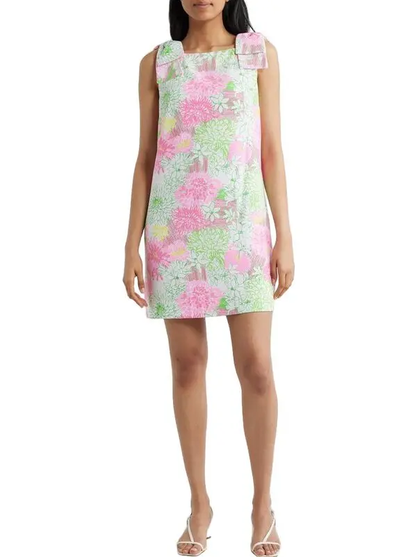 Lilly Pulitzer® Carmine Floral Print Sheath Dress With Bow-embellished Straps - Resort White Mum Patch