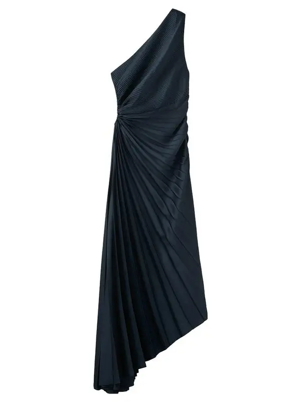 Mango One-shoulder Evening Dress With Asymmetrical Neckline And Cut-out Detail - Blue