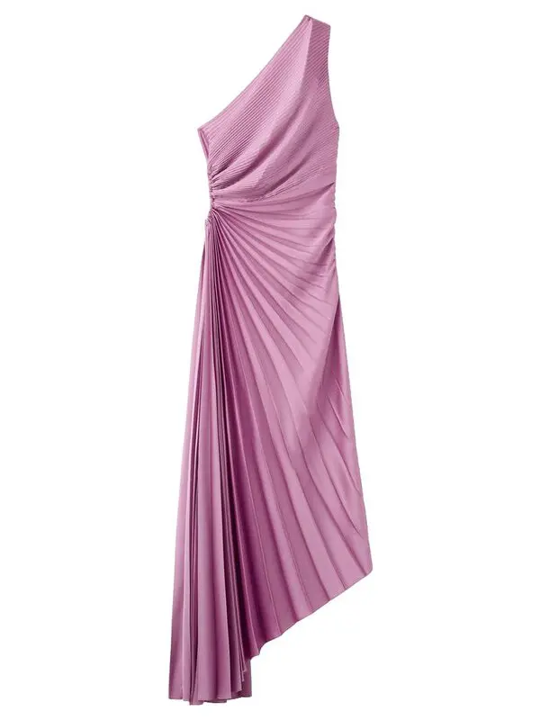 Mango One-shoulder Evening Dress With Asymmetrical Neckline And Cut-out Detail - Light/pastel Purple