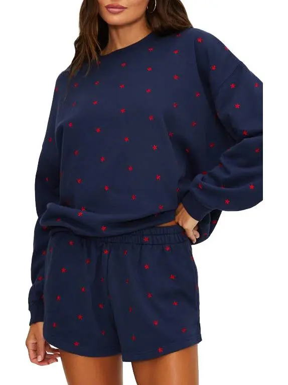 Beach Riot Embroidered Star Oversize Sweatshirt - Star Spangled Seas