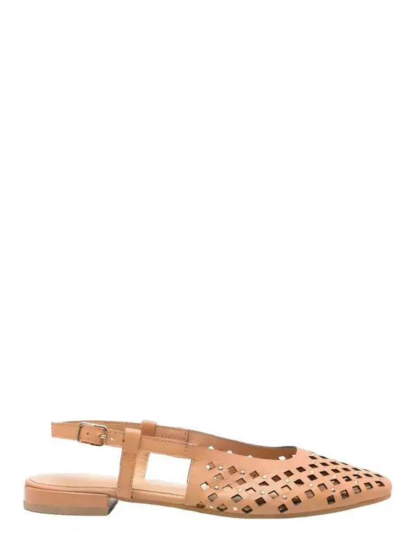 GIOSEPPO Kyaka Laser-cut Studded Slingback Pumps - Brown